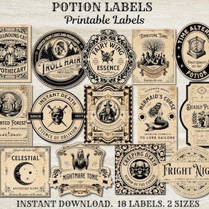 Potion Labels Digital,potion Labels Printable,wizard Potion Labels ...