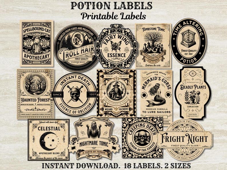 Potion Labels Digital,potion Labels Printable,wizard Potion Labels ...