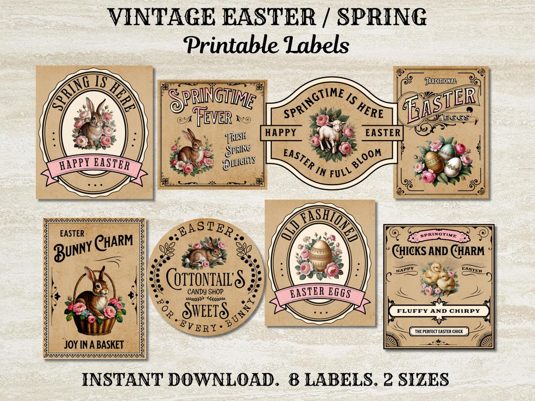 Vintage Easter Labels Printable Labels, Easter Jar Labels, Spring ...