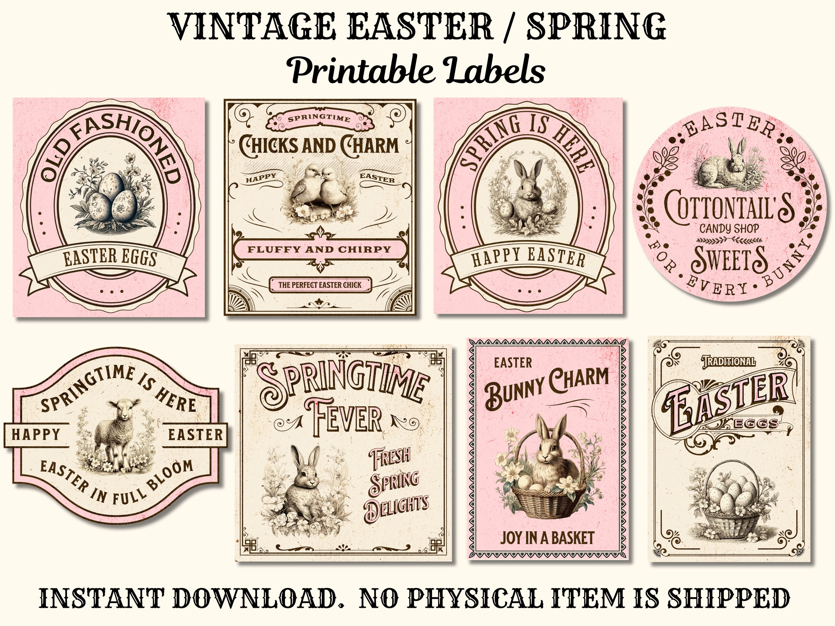 Vintage Easter Labels Printable Labels, Easter Jar Labels, Spring ...