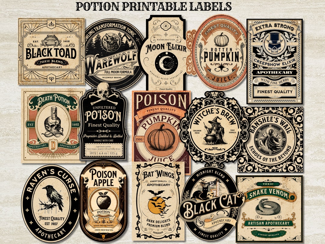 Potion Labels Digital,potion Labels Printable,halloween Potion Labels ...