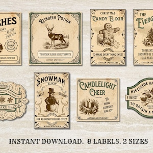 Christmas Potion Labels, Christmas Apothecary Labels, Magic Potion ...