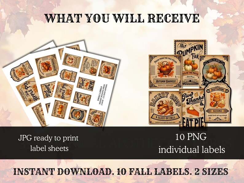 Fall Labels Printable,vintage Pumpkin Lables,autumn Labels Printable ...