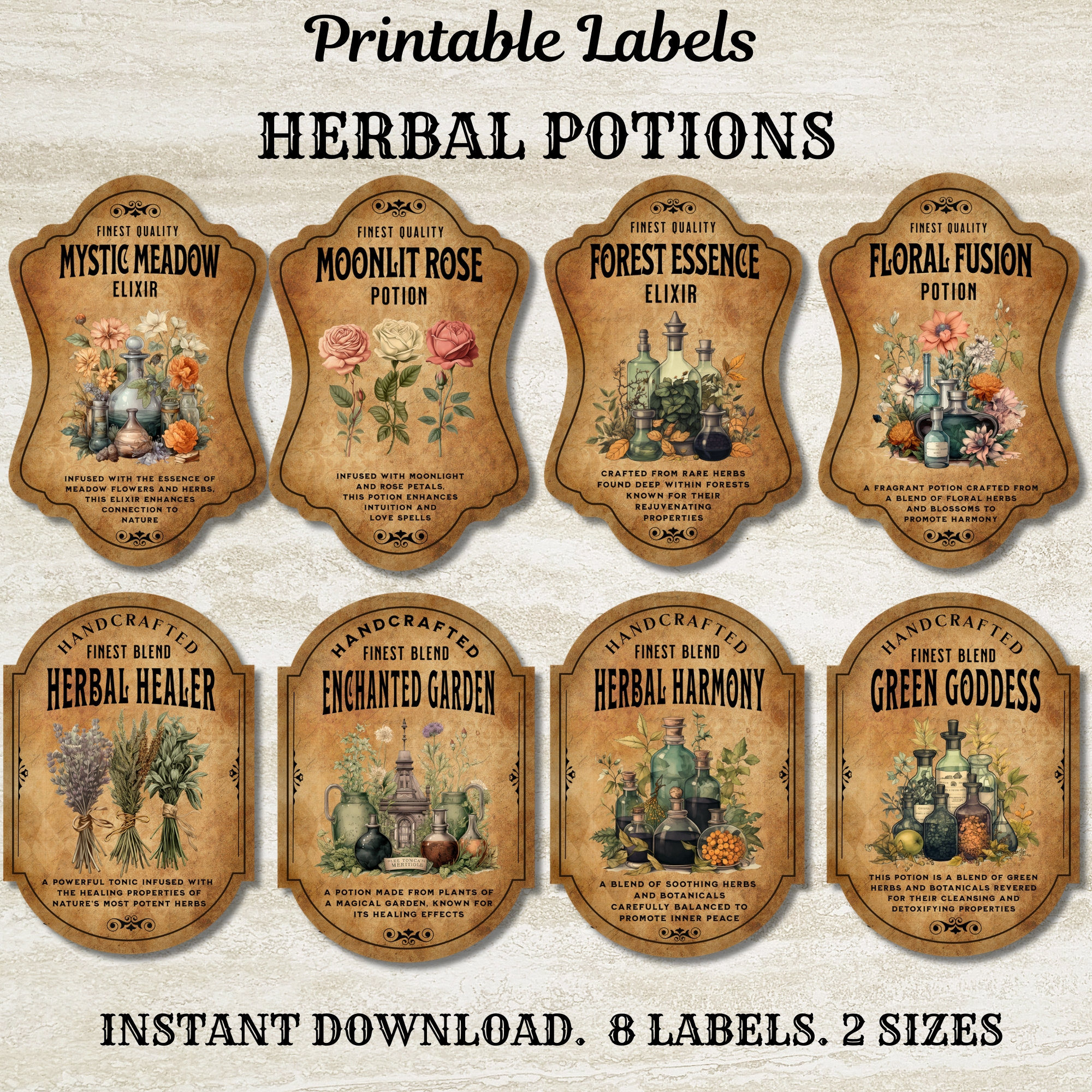 Herbal Potion Labels Printable, Herbal Apothecary Labels, Herbs Potion ...
