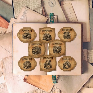 Fall Labels Printable,vintage Pumpkin Lables,autumn Labels Printable ...
