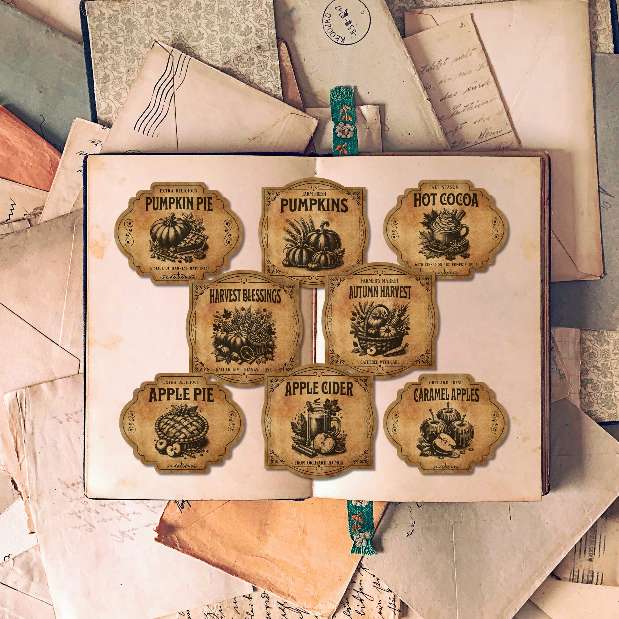 Fall Labels Printable,vintage Pumpkin Lables,autumn Labels Printable ...