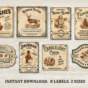 Christmas Potion Labels, Christmas Apothecary Labels, Magic Potion ...