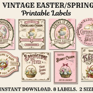 Vintage Easter Labels Printable Labels, Easter Jar Labels, Spring ...