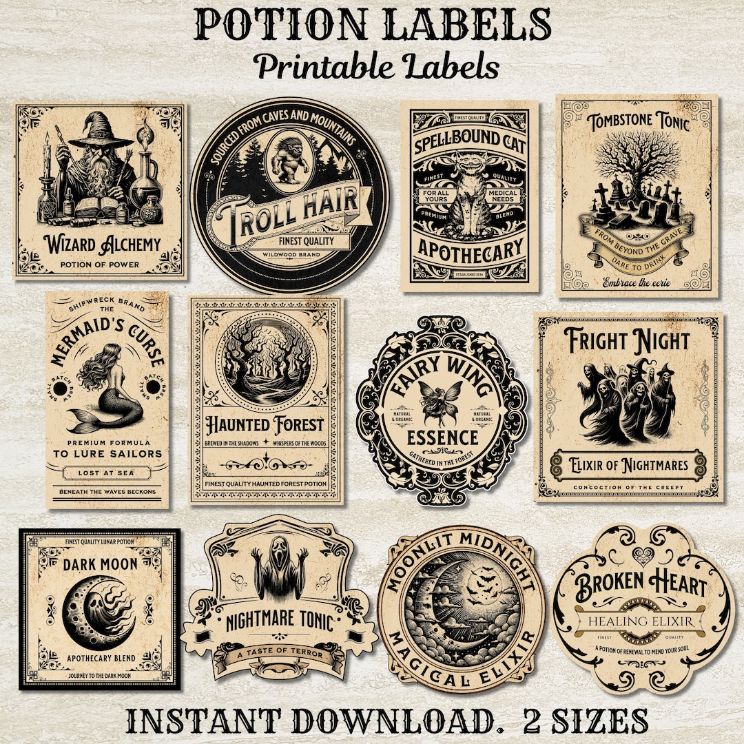 Potion Labels Digital,potion Labels Printable,wizard Potion Labels ...