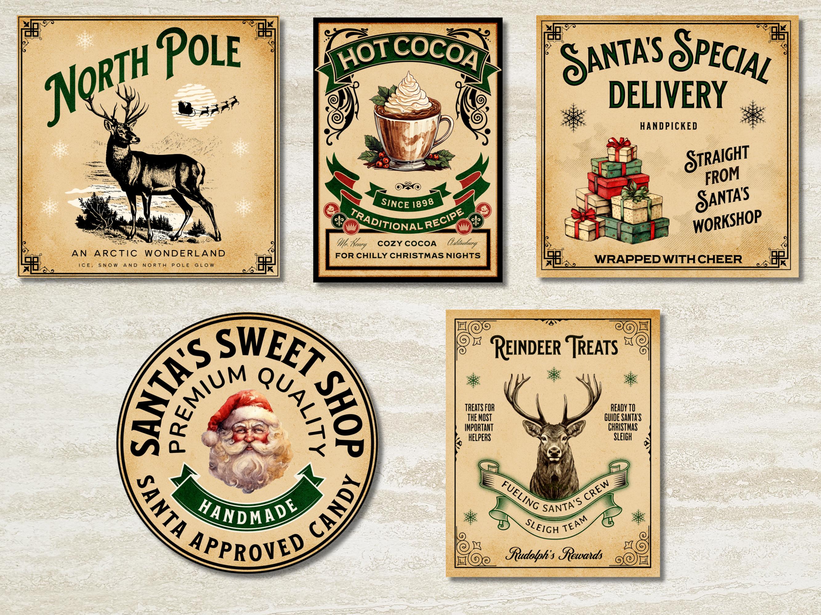 Vintage Christmas Labels Printable, Christmas Potion Labels, Vintage ...