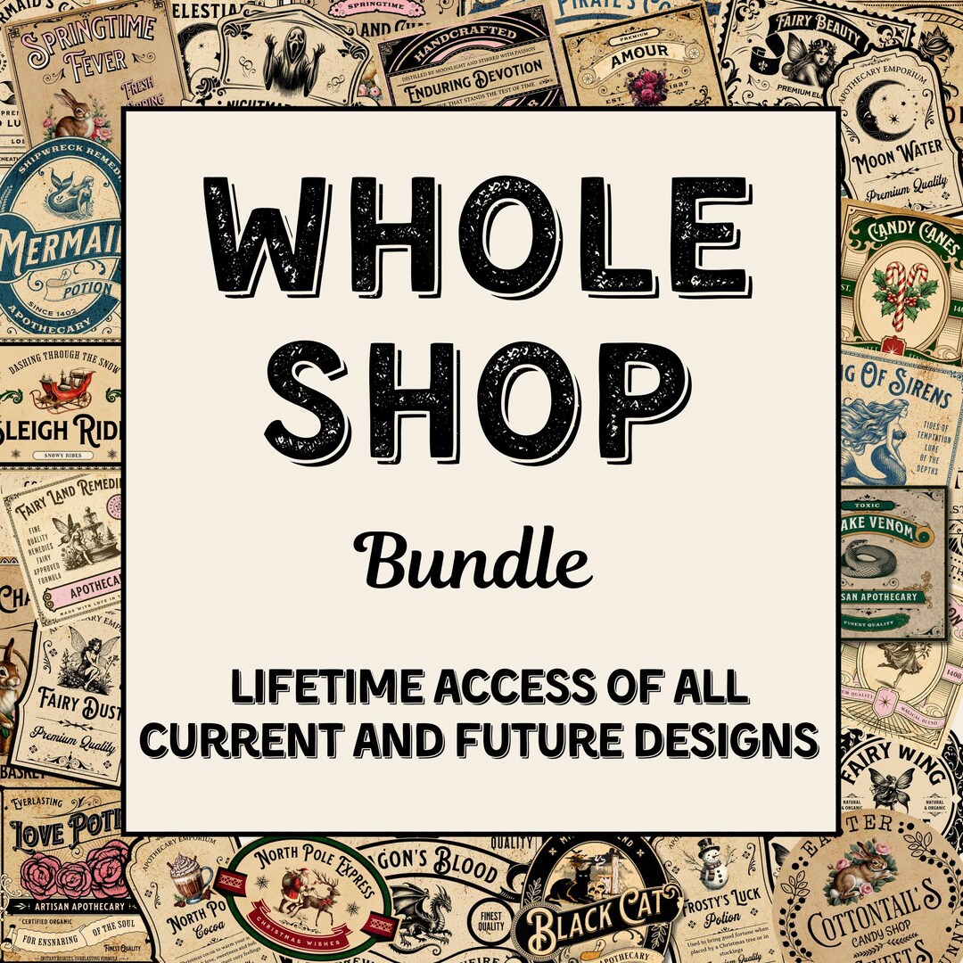 Whole Shop Bundle, Whole Shop Printable Labels, Entire Shop Printable ...
