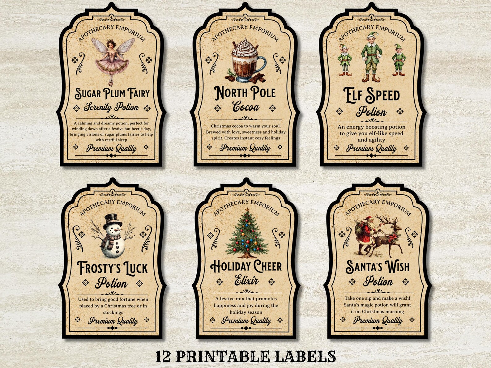 Christmas Potion Labels, Christmas Apothecary Labels, Magic Potion ...