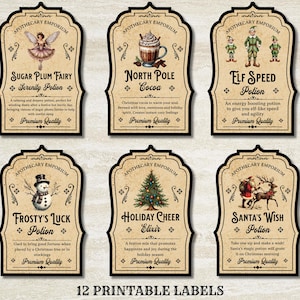 Christmas Potion Labels, Christmas Apothecary Labels, Magic Potion ...