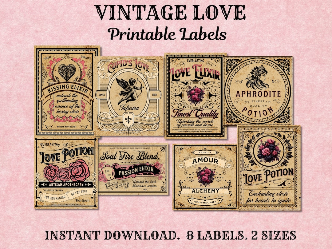 Vintage Love Labels Printable Labels,love Apothecary Labels Printable ...