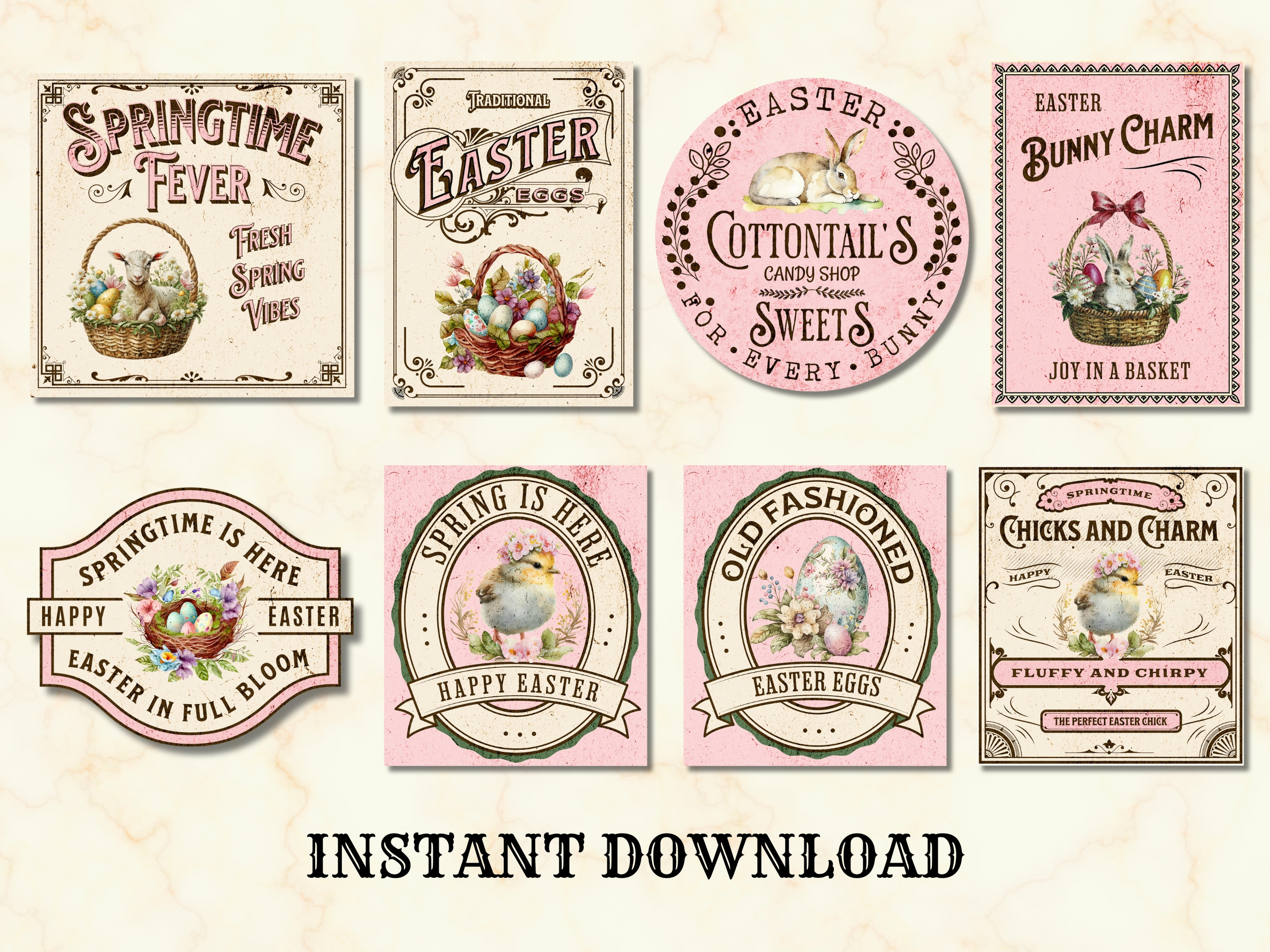 Vintage Easter Labels Printable Labels, Easter Jar Labels, Spring ...