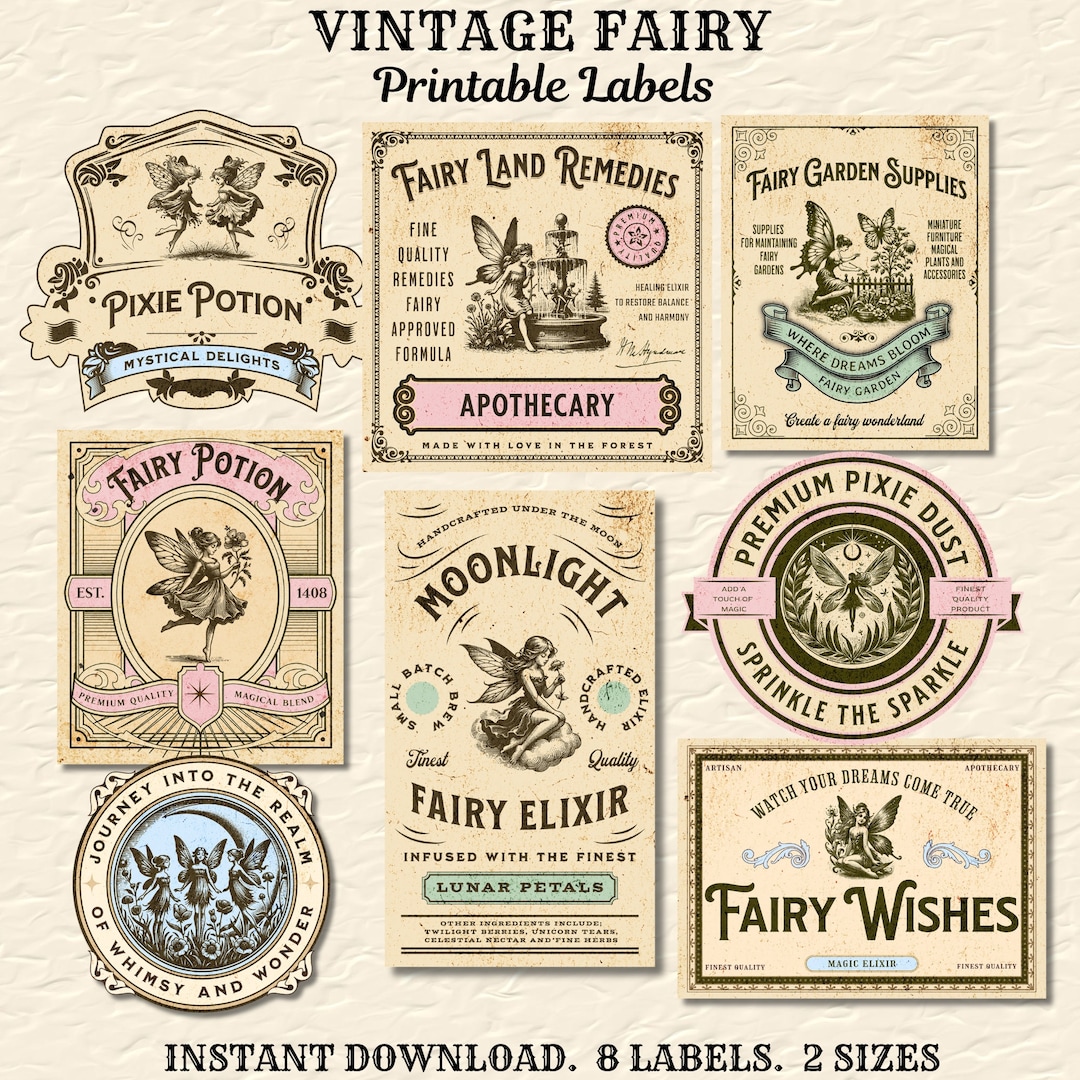 Fairy Labels,vintage Fairy Printable Labels,fairy Apothecary Jar Labels ...