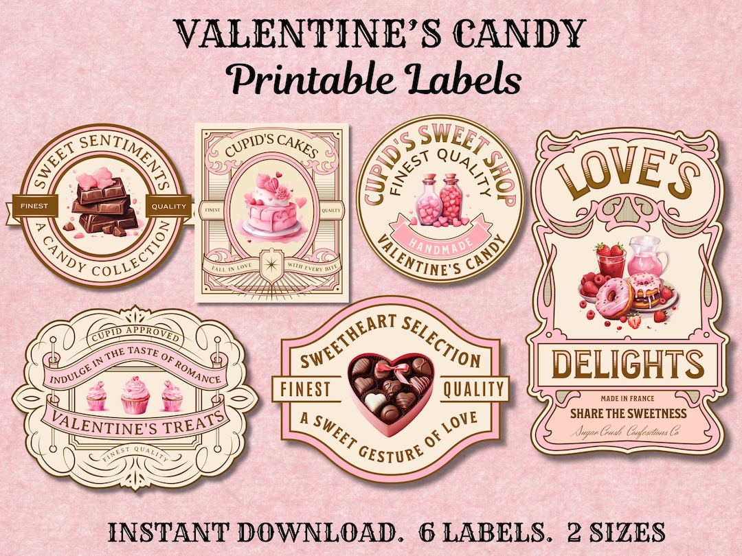 Vintage Valentines Candy Labels Printable Labels Jar Labels Bottle, Old ...