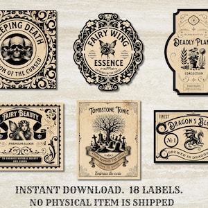 Potion Labels Digital,potion Labels Printable,wizard Potion Labels ...
