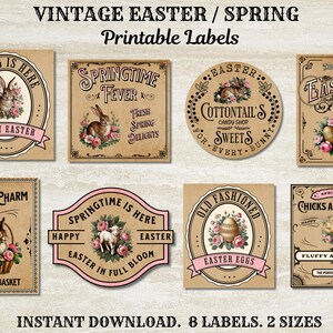 Vintage Easter Labels Printable Labels, Easter Jar Labels, Spring ...