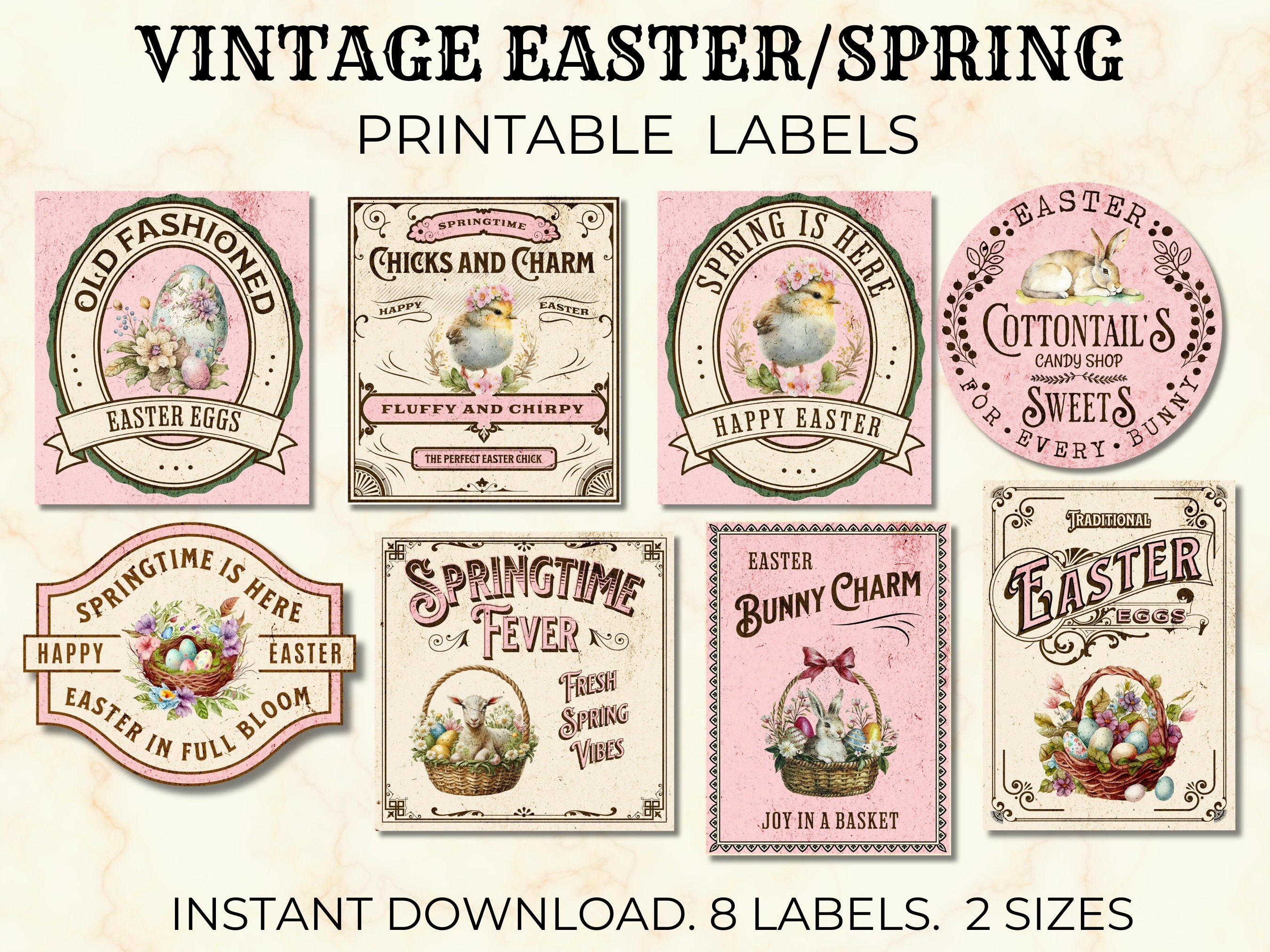 Vintage Easter Labels Printable Labels, Easter Jar Labels, Spring ...