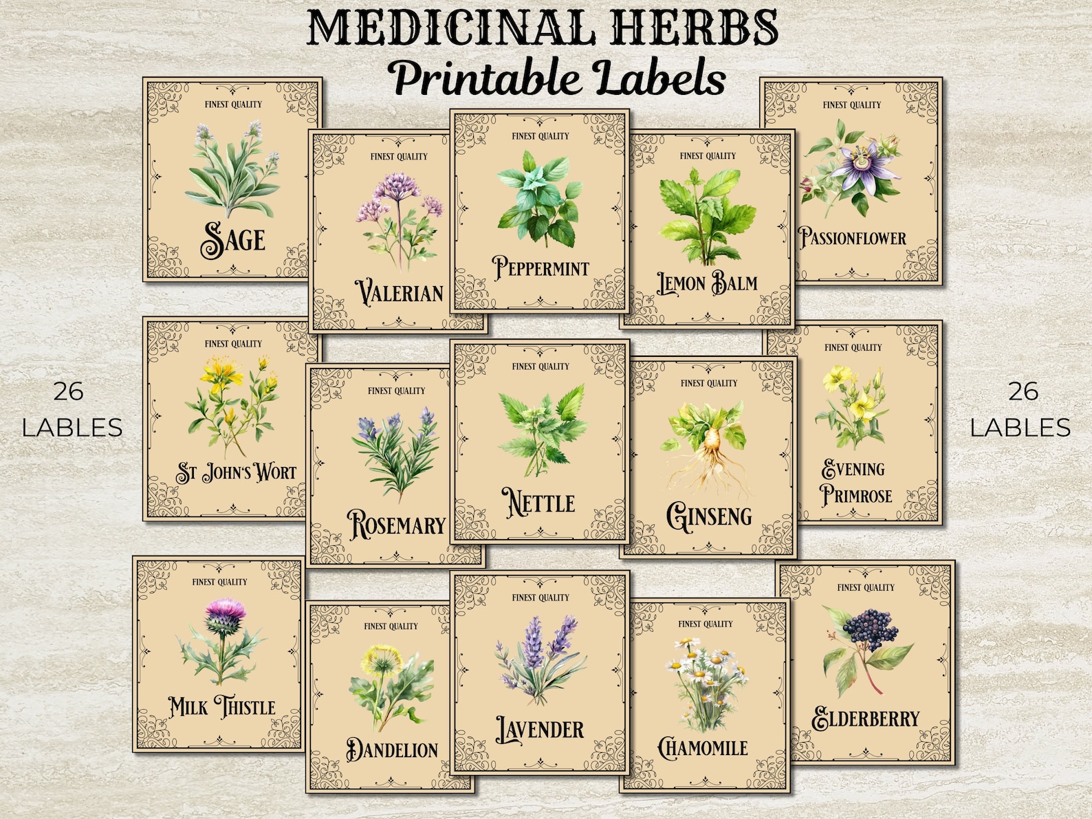 Medicinal Herbs Labels Printable, Herb Apothecary Labels, Vintage ...