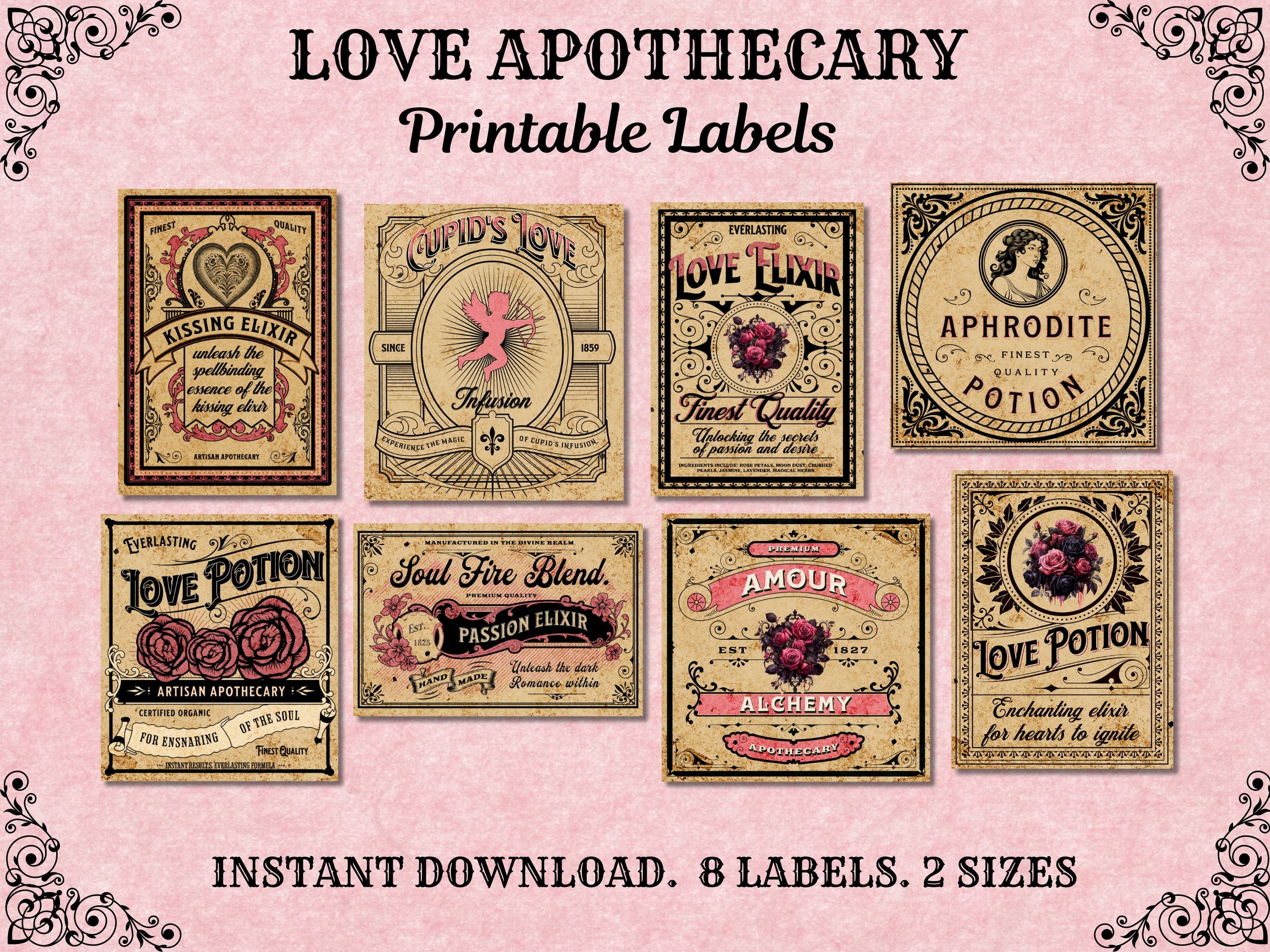 Vintage Love Labels Printable Labels,love Apothecary Labels Printable ...