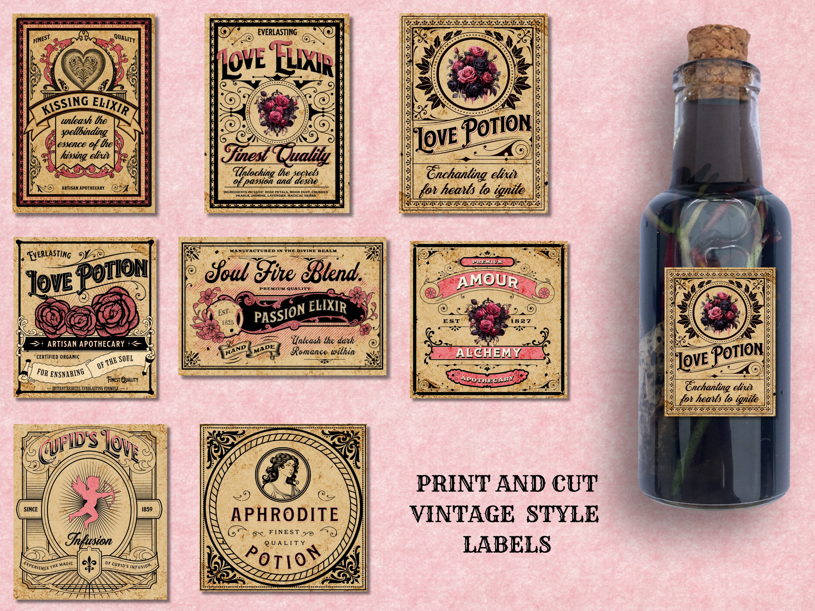 Vintage Love Labels Printable Labels,love Apothecary Labels Printable ...