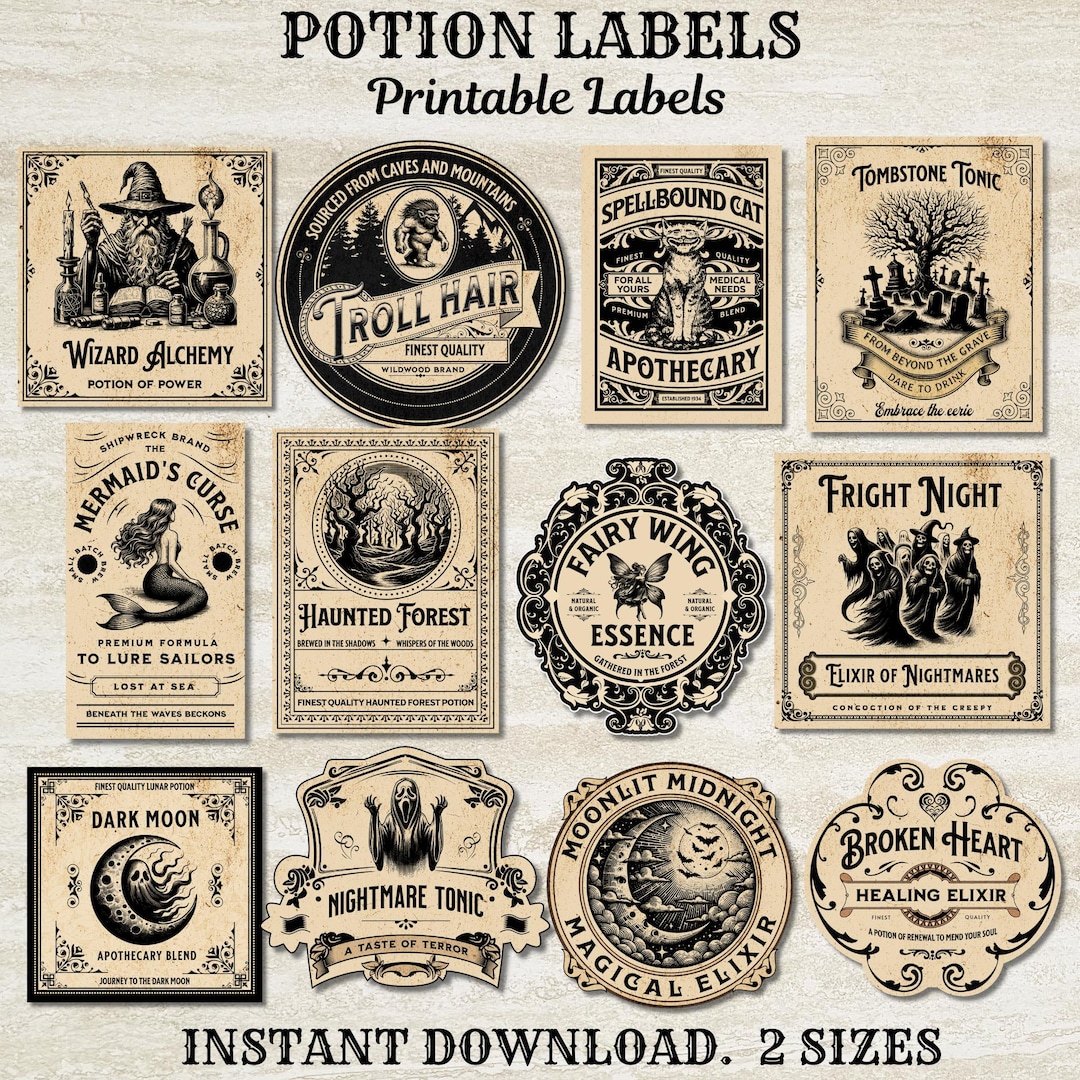 Potion Labels Digital,potion Labels Printable,wizard Potion Labels ...