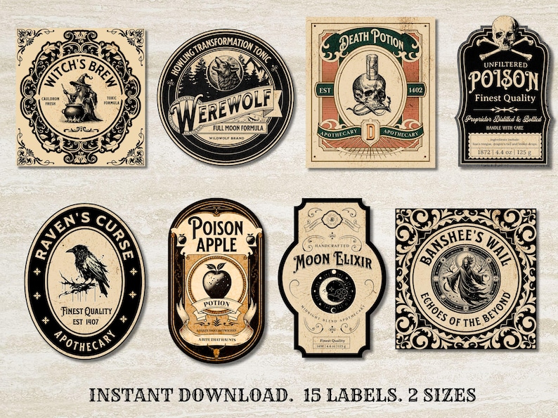 Potion Labels Digital,potion Labels Printable,halloween Potion Labels ...