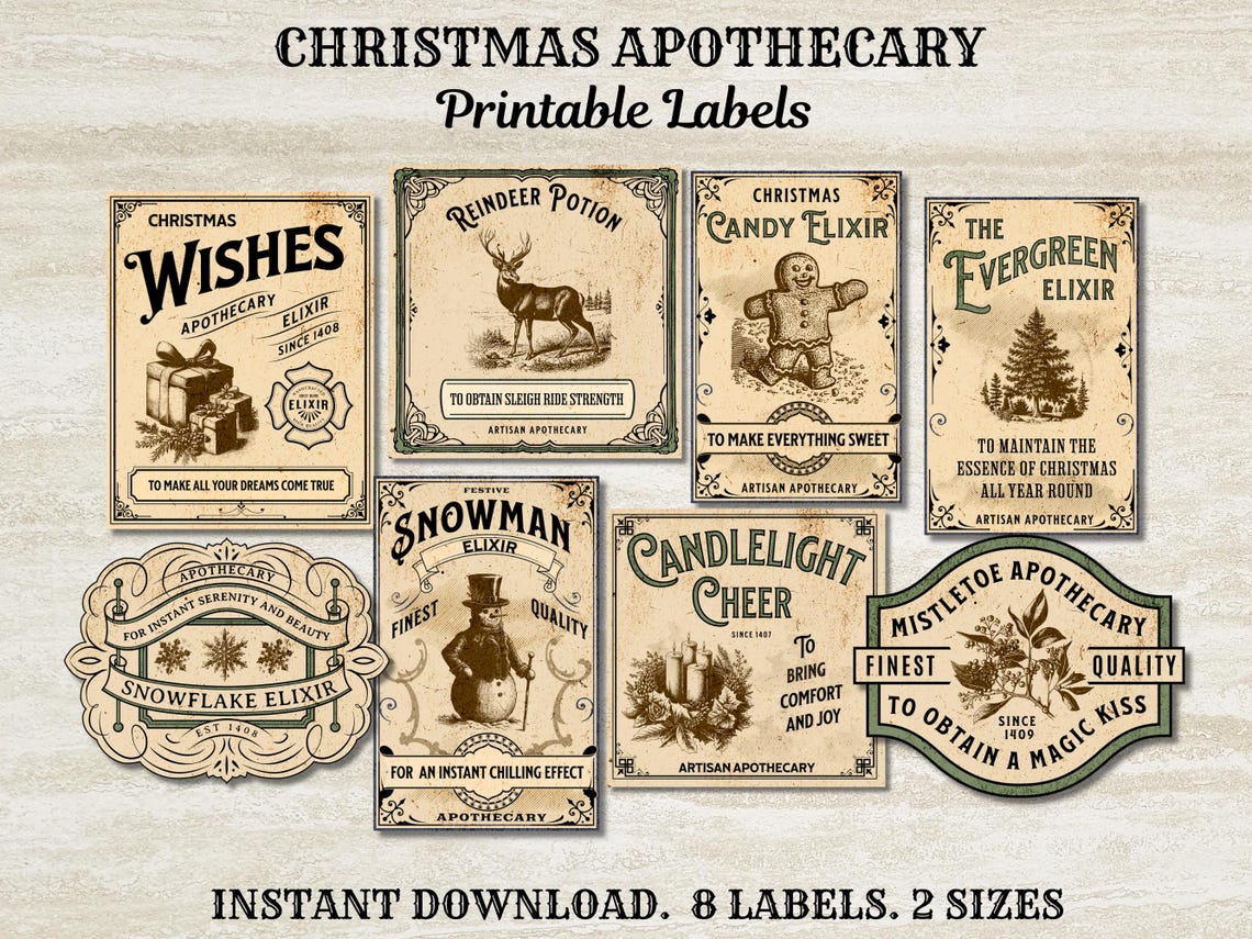 Christmas Potion Labels, Christmas Apothecary Labels, Magic Potion ...