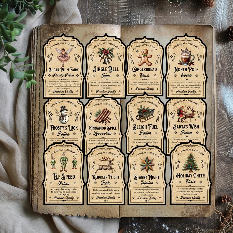 Christmas Potion Labels, Christmas Apothecary Labels, Magic Potion ...