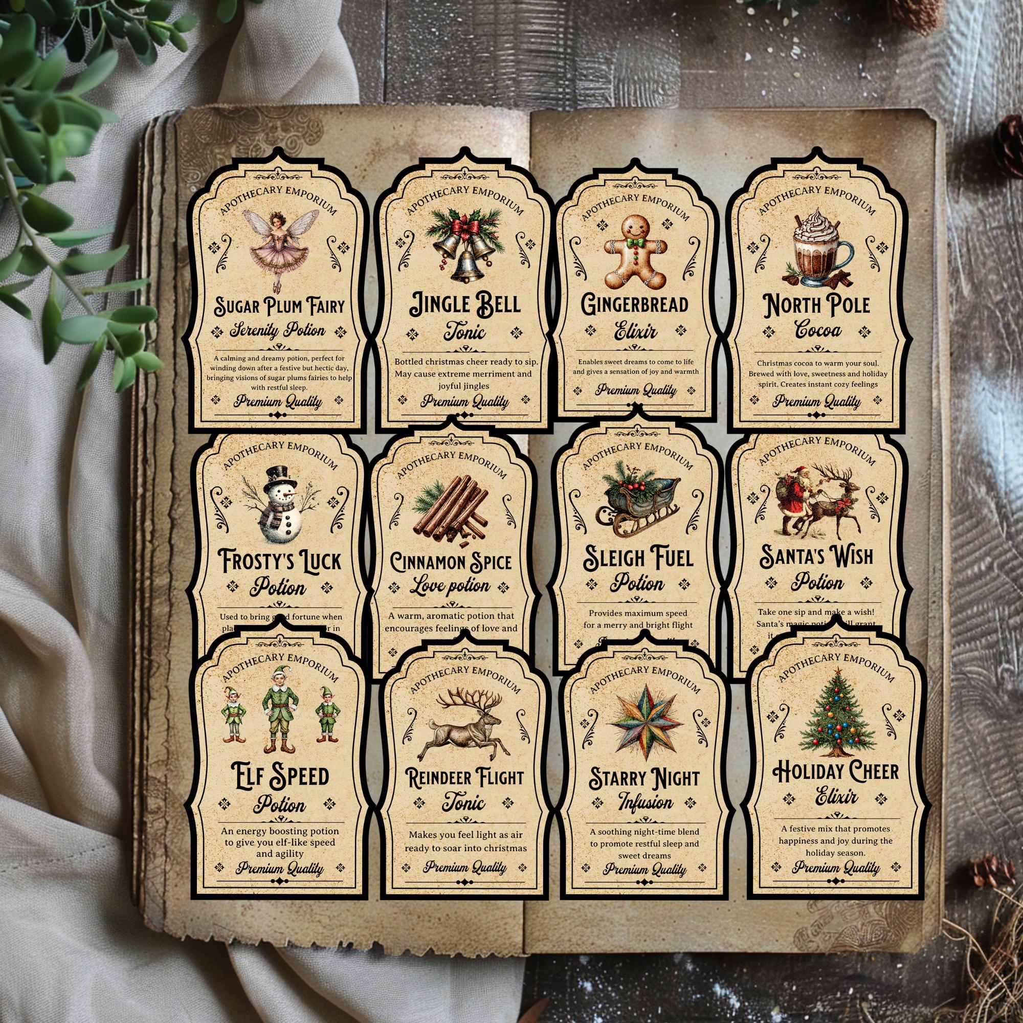 Christmas Potion Labels, Christmas Apothecary Labels, Magic Potion ...