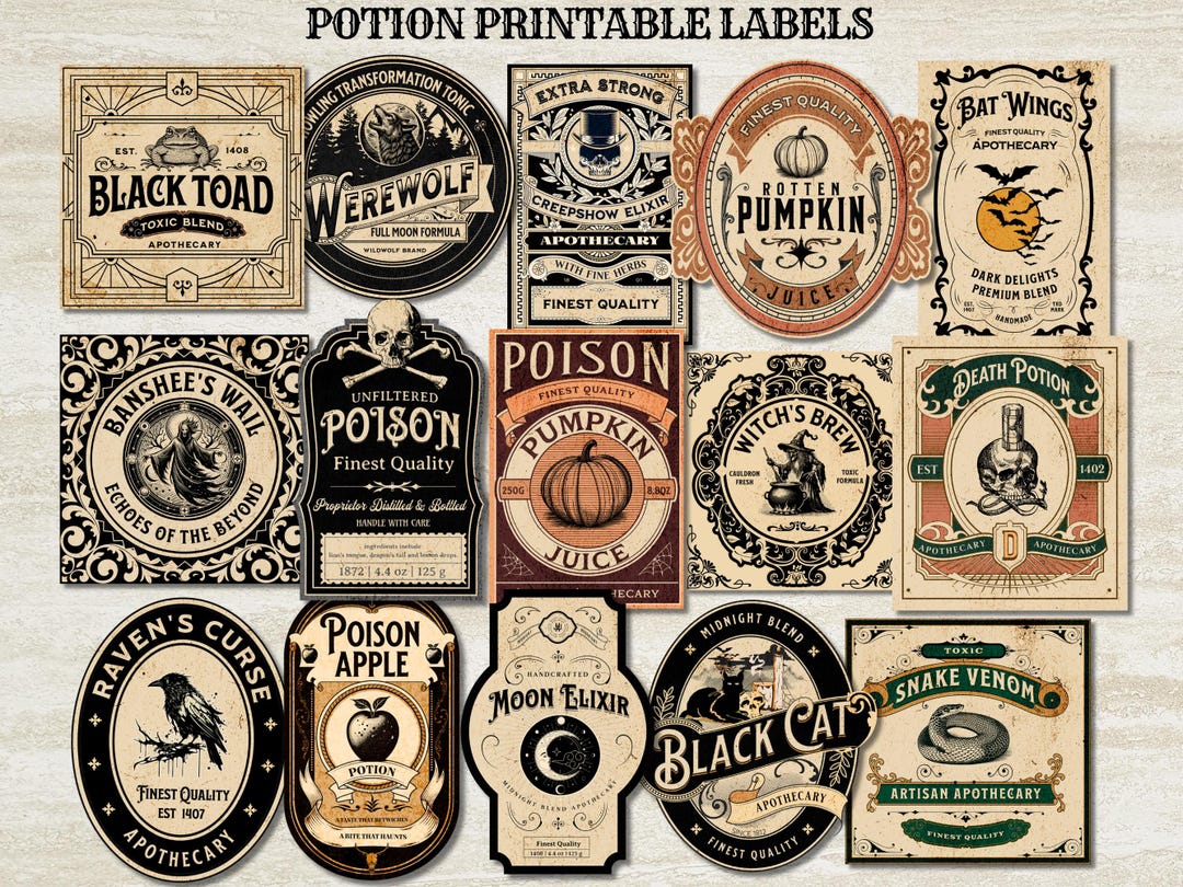Potion Labels Digital,potion Labels Printable,halloween Potion Labels ...