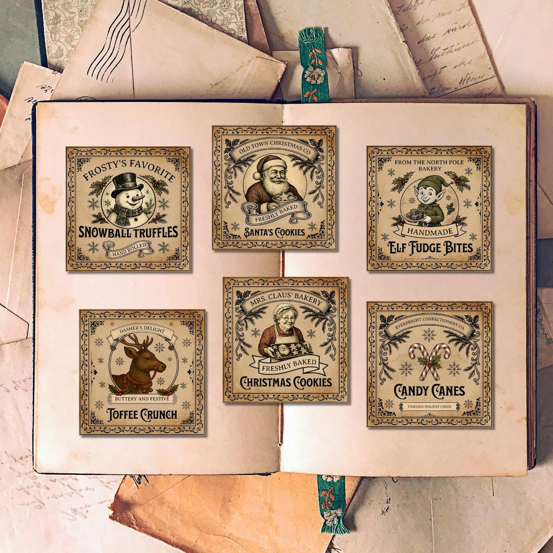 Vintage Christmas Labels Printable, Christmas Pantry Labels, Christmas ...