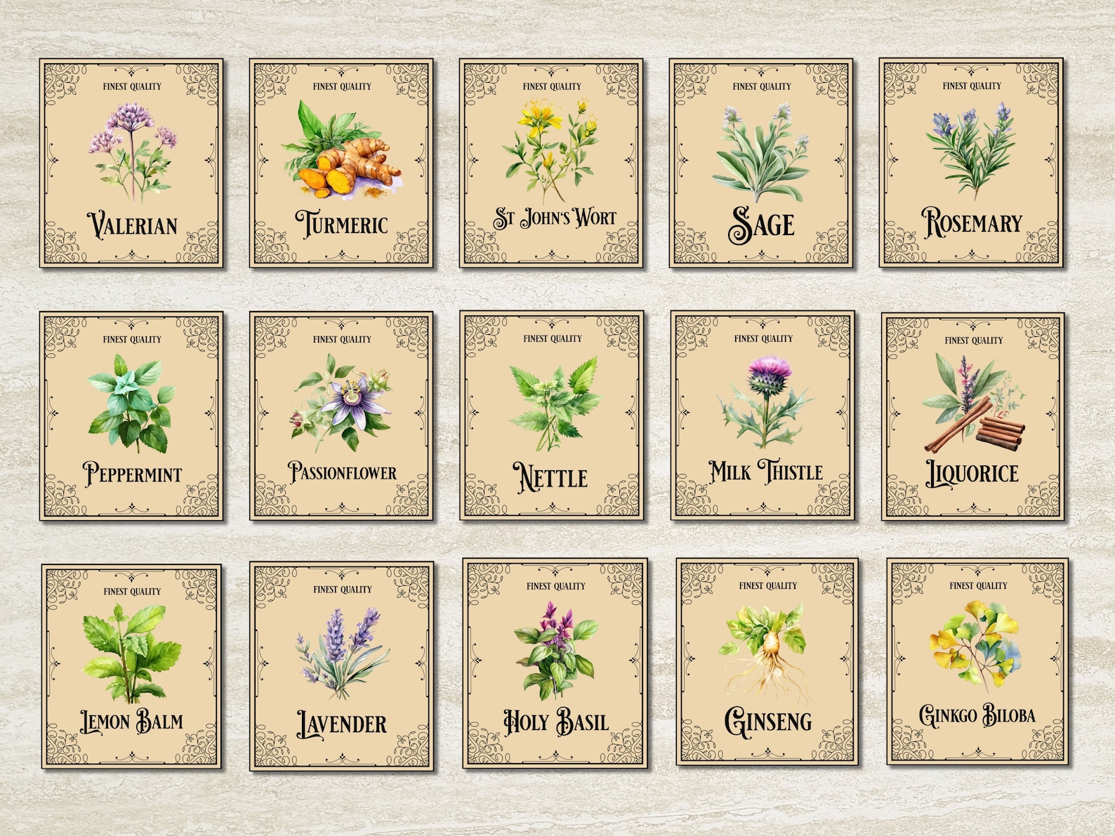 Medicinal Herbs Labels Printable, Herb Apothecary Labels, Vintage ...