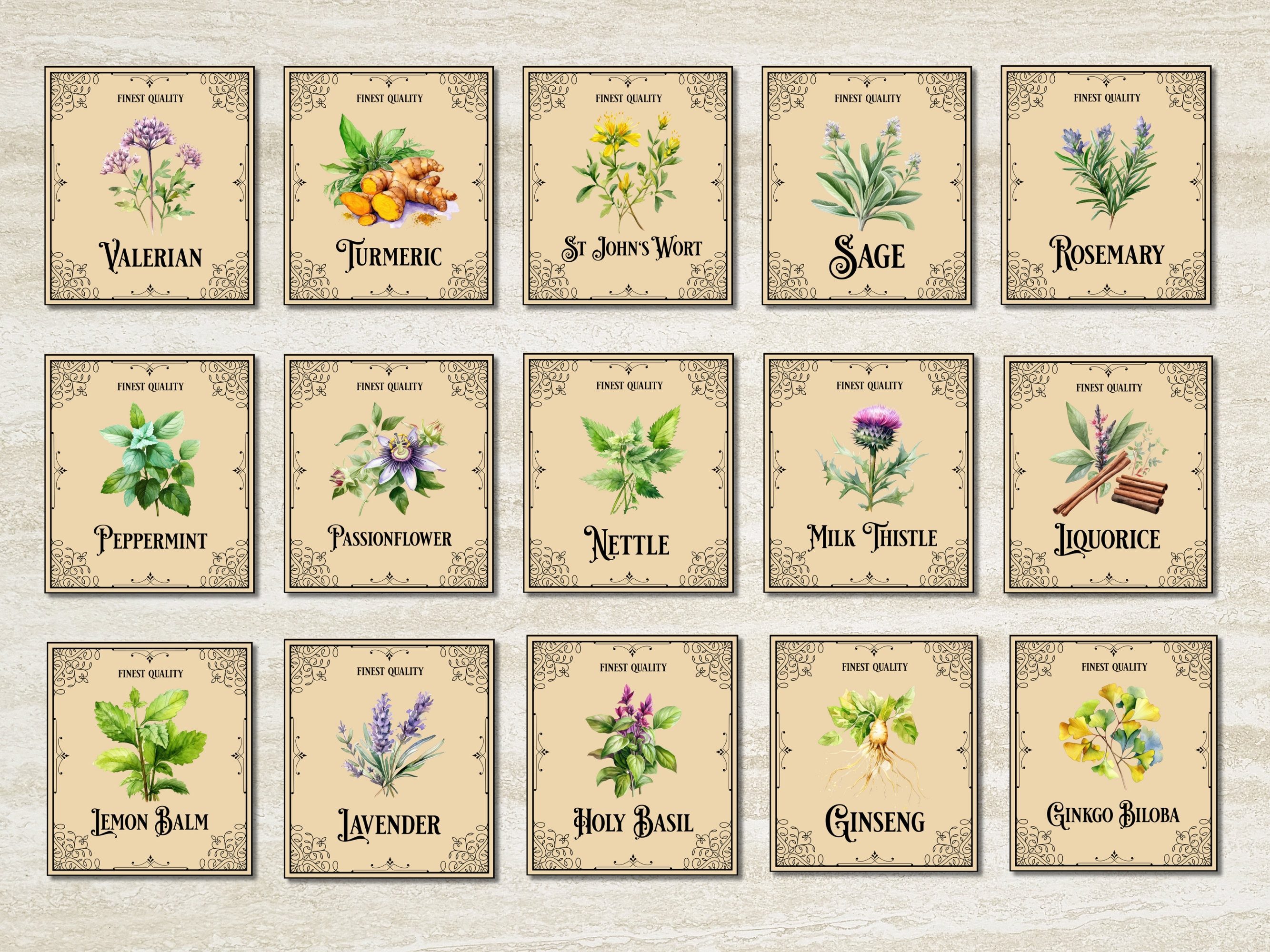 Medicinal Herbs Labels Printable, Herb Apothecary Labels, Vintage ...