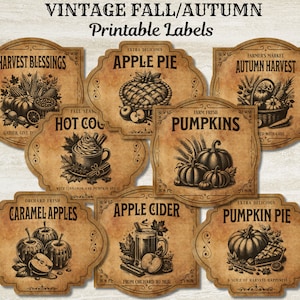 Fall Labels Printable,vintage Pumpkin Lables,autumn Labels Printable ...