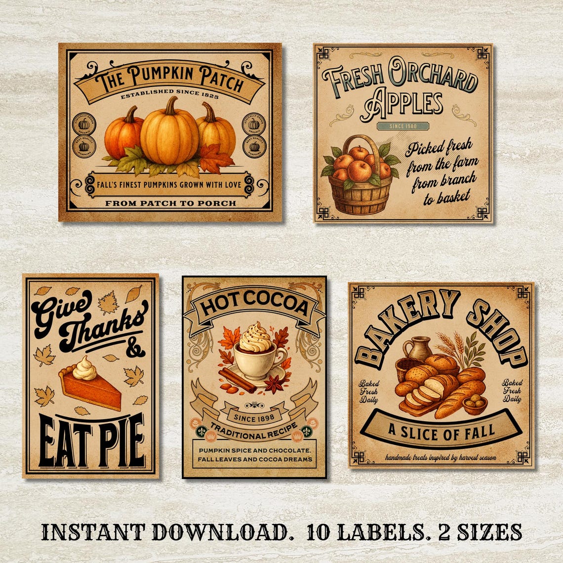 Fall Labels Printable,vintage Pumpkin Lables,autumn Labels Printable ...