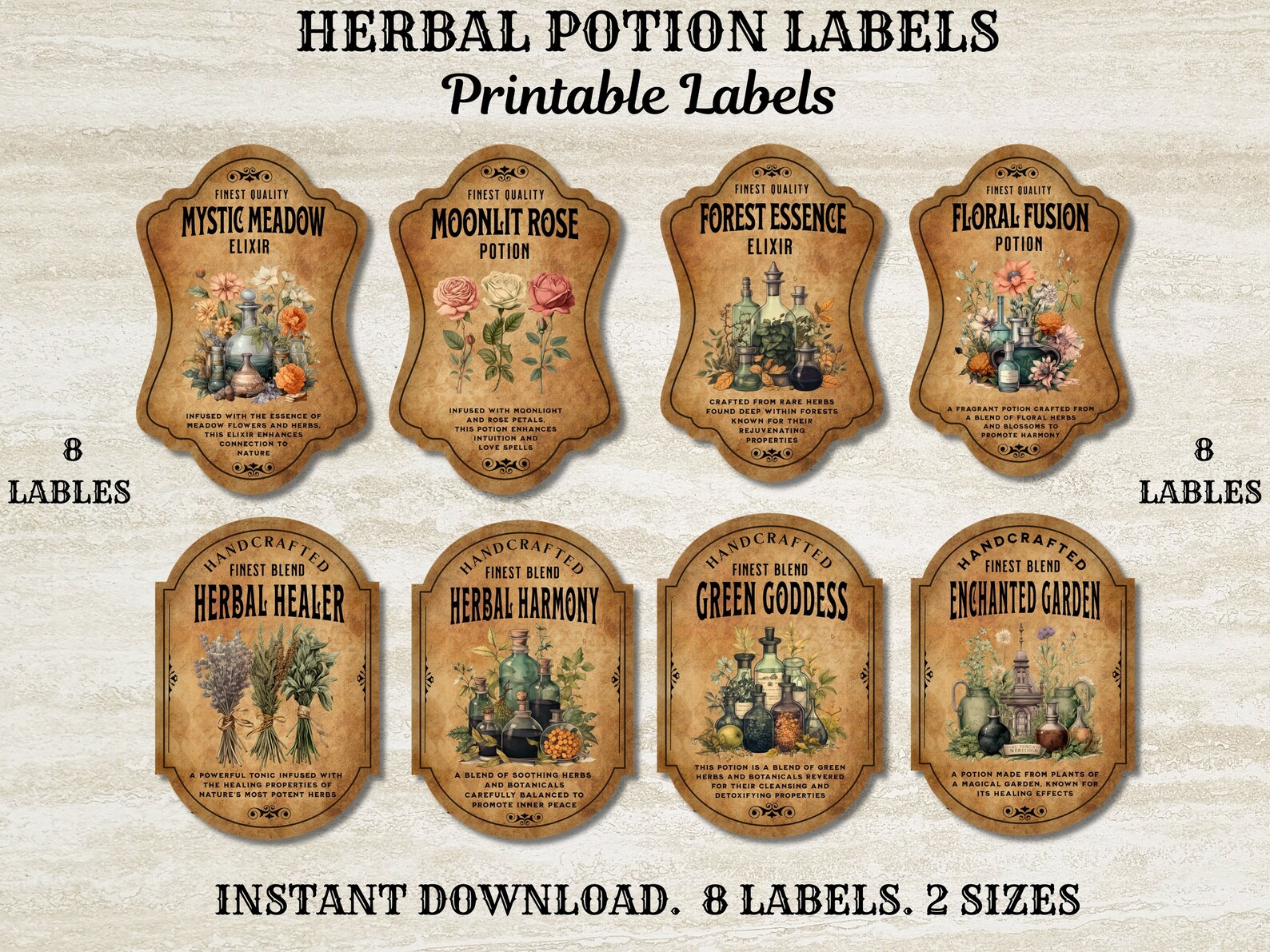 Herbal Potion Labels Printable, Herbal Apothecary Labels, Herbs Potion ...