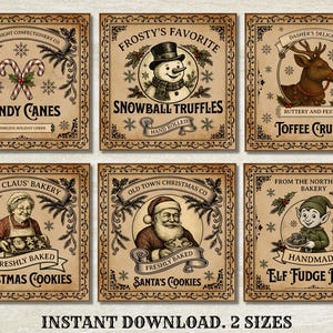 Vintage Christmas Labels Printable, Christmas Pantry Labels, Christmas ...