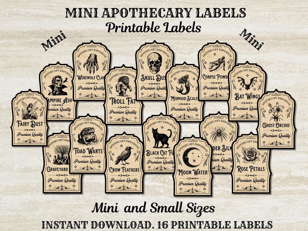 MINI Potion Labels, MINI Apothecary Labels, Small Potion Labels ...