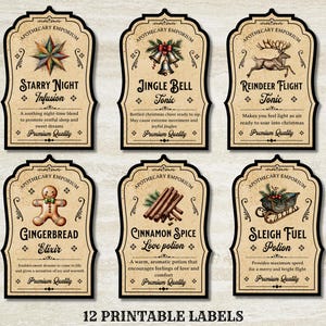 Christmas Potion Labels, Christmas Apothecary Labels, Magic Potion ...