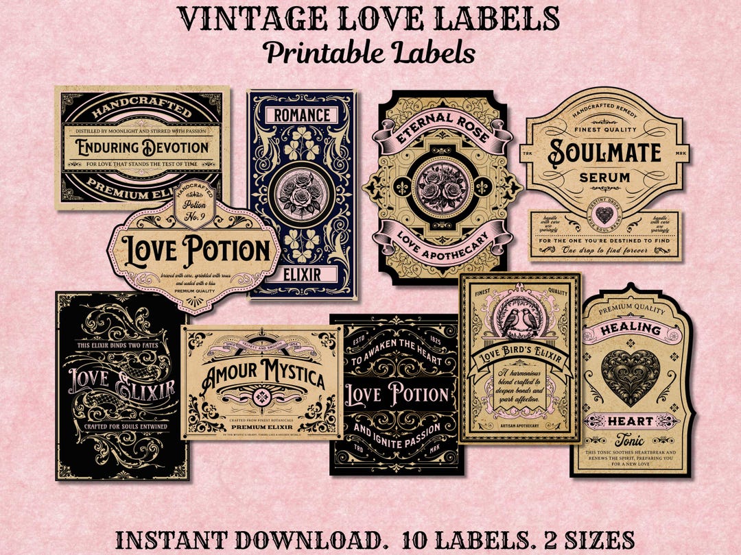 Vintage Love Labels Printable Labels,love Apothecary Labels Printable ...