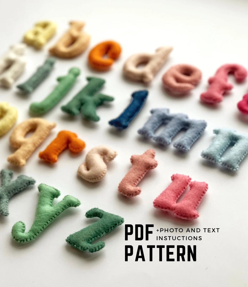 Lowercase Alphabet Digital Sewing Pattern ABC Felt Plush Alphabet Handmade Educational Preschool ...