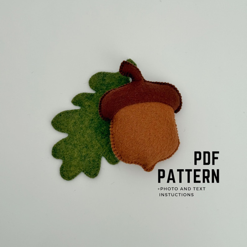 Acorn and Leaf Sewing Pattern PDF DIY Fall Decor, Autumn Felt Ornament ...