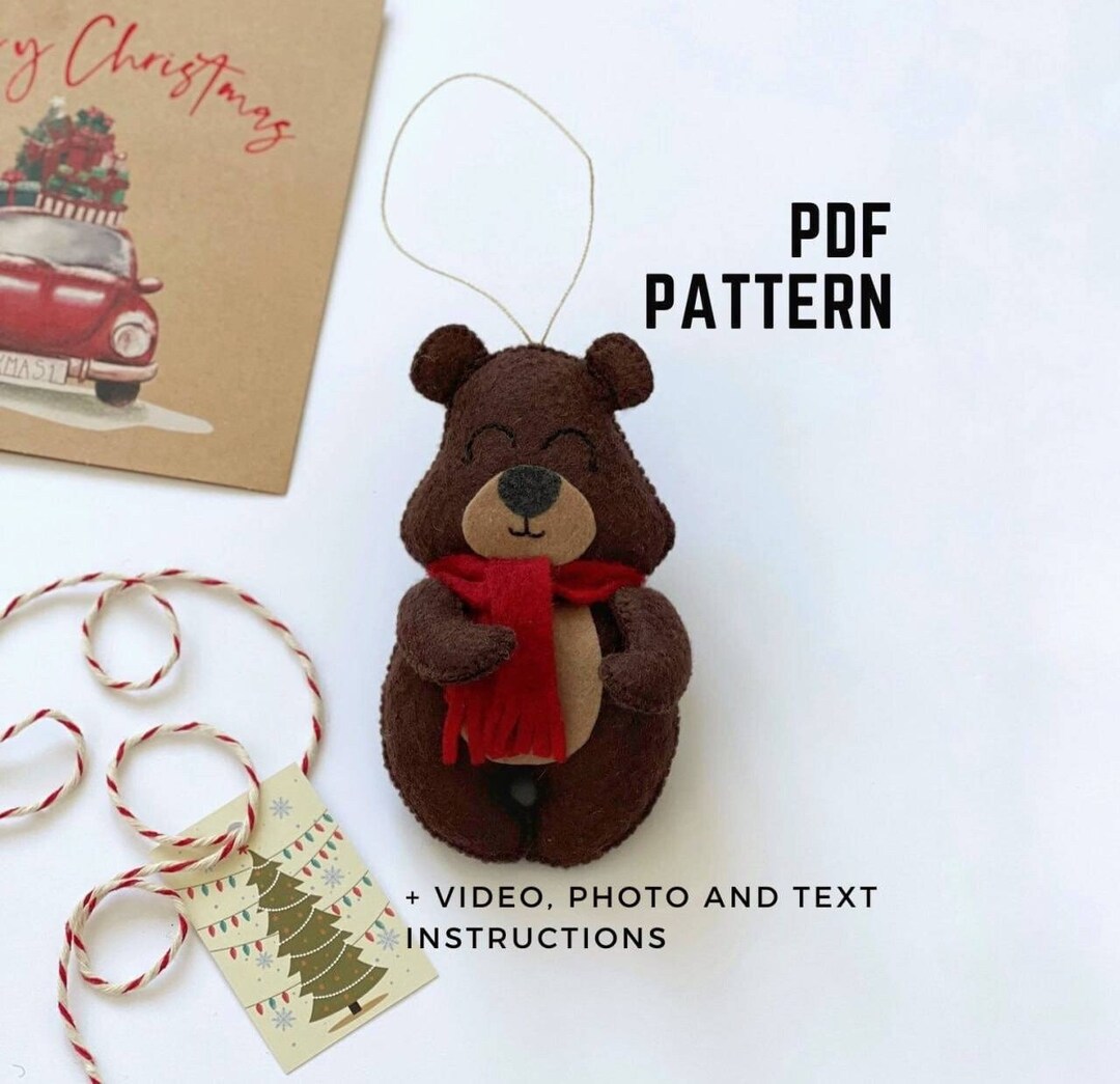 Christmas Bear Ornament PDF Pattern DIY Christmas Gift Digital Pattern ...