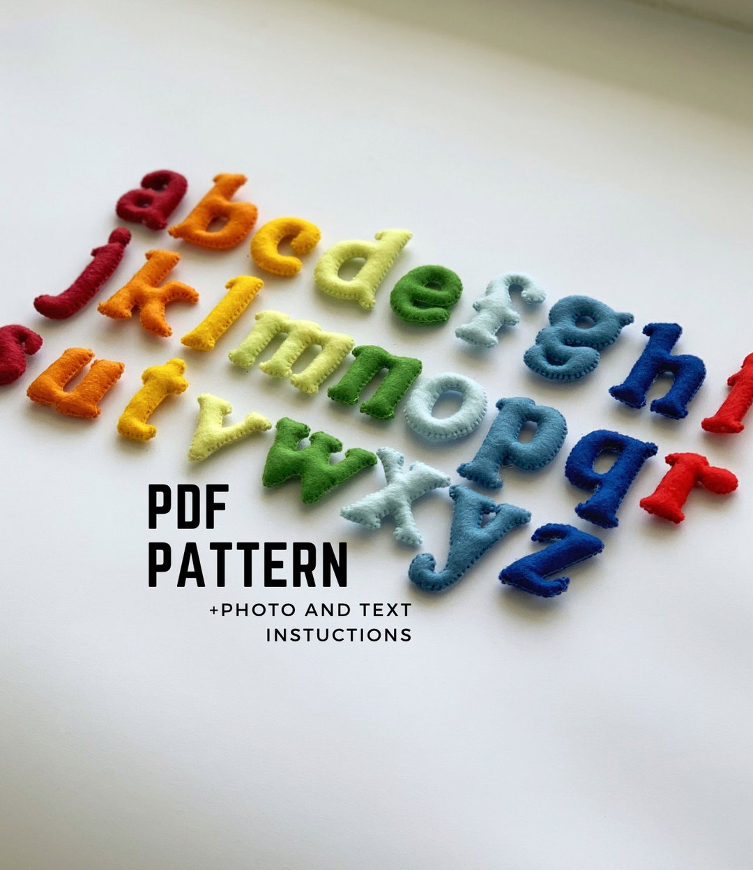 Digital Sewing Pattern ABC Felt Plush Sewing Pattern Alphabet Handmade ...