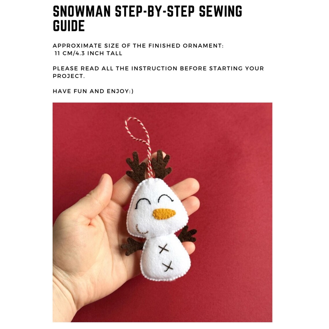 Felt Snowman Ornament Pattern – PDF Sewing Tutorial - Etsy