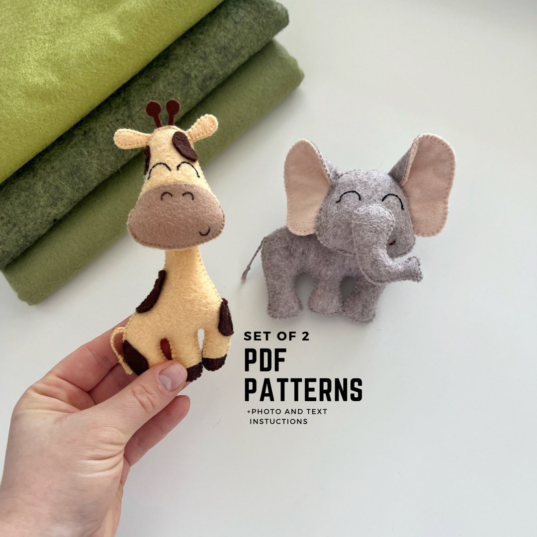 Felt Elephant & Giraffe Sewing PDF Pattern: DIY Nursery Decor - Etsy