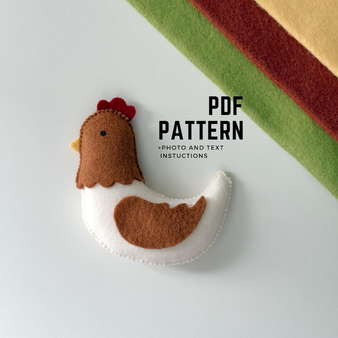 Felt Chicken Ornament PDF Pattern: Farm Animal Sewing Tutorial (digital ...